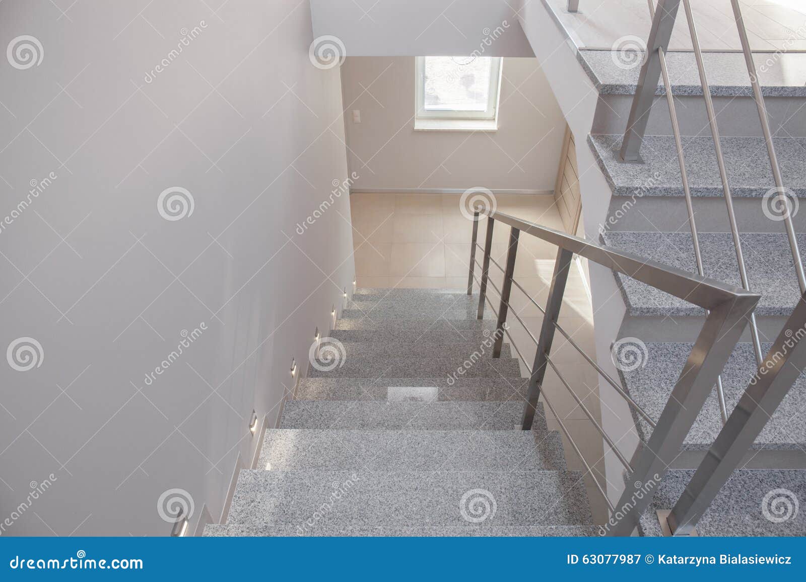 Empty Staircase in Detached House Stock Image - Image of light ...