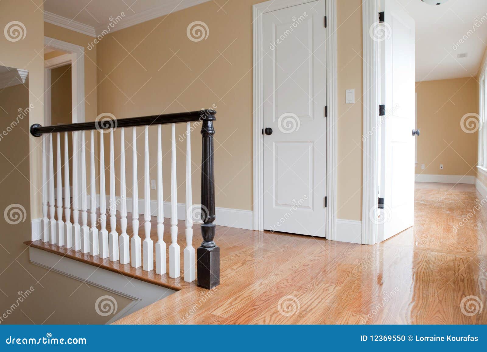 Empty Staircase Landing with Detail Stock Photo - Image of door ...