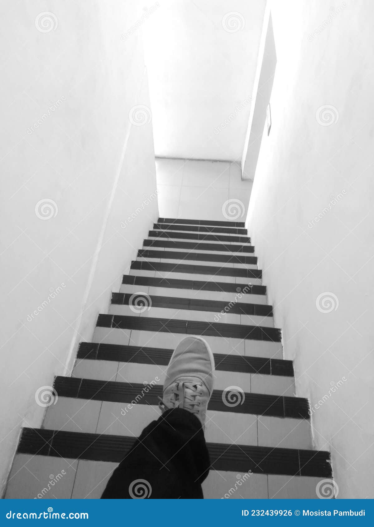 Left Foot Step Down on an Empty Staircase in the Building Stock Photo ...