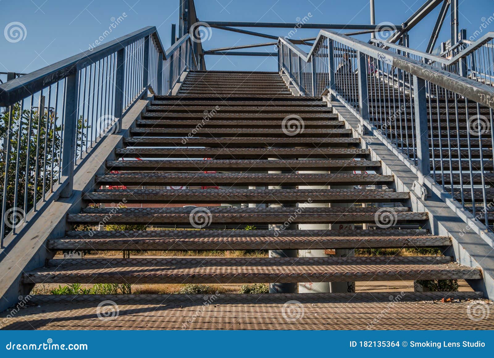 Empty Stairs with Blue Sky Horizon Stock Photo - Image of stair, ground ...