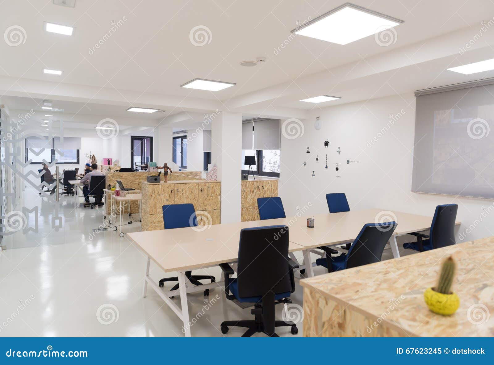 Empty Startup Busines Office Interior Stock Image - Image of monitor ...
