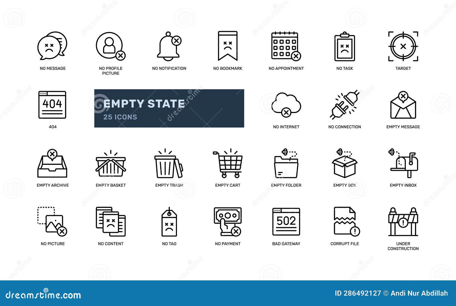 Empty State Error State Ui Detailed Icon Set Website. Eps Vector File ...