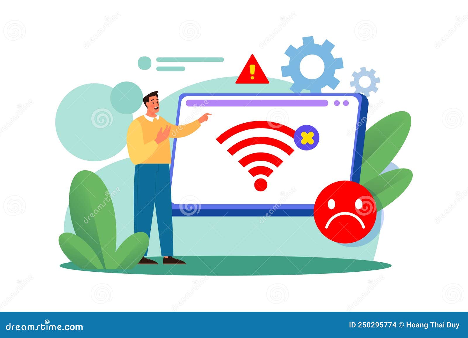 No Internet Connection Flat Illustration Concept Stock Vector ...