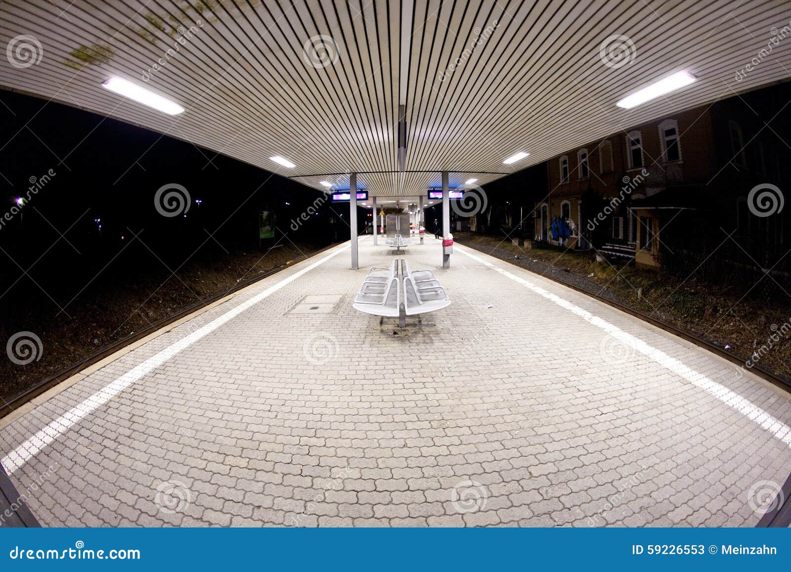 Empty Station Early Morning in the Dark Stock Image - Image of ...