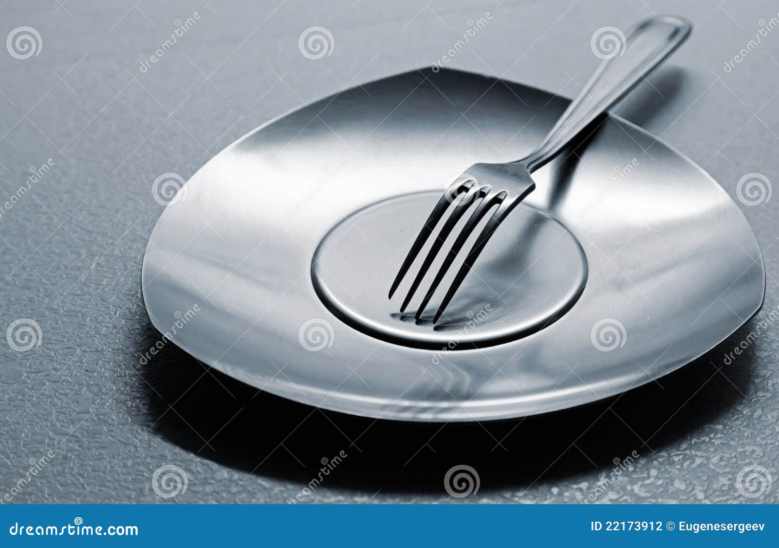 Empty Steel Plate with Fork Stock Photo - Image of cool, meals: 22173912