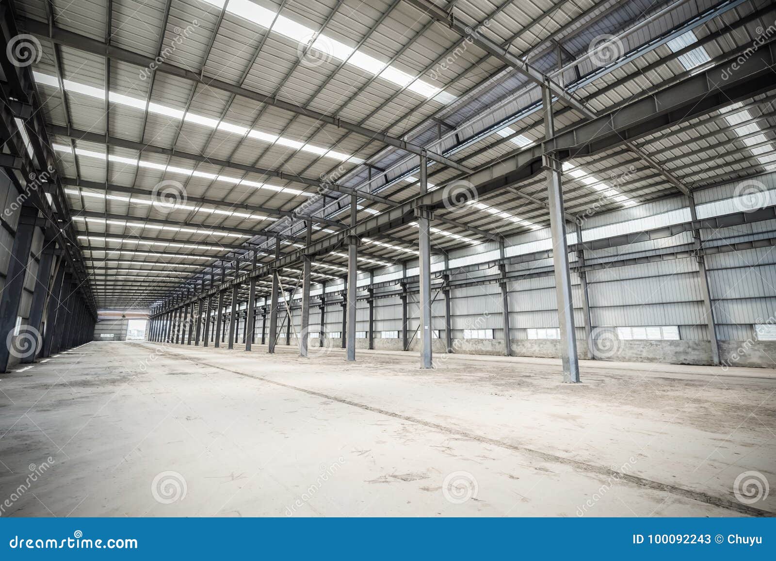 Empty Steel Structure Workshop Stock Image - Image of demolition, steel ...