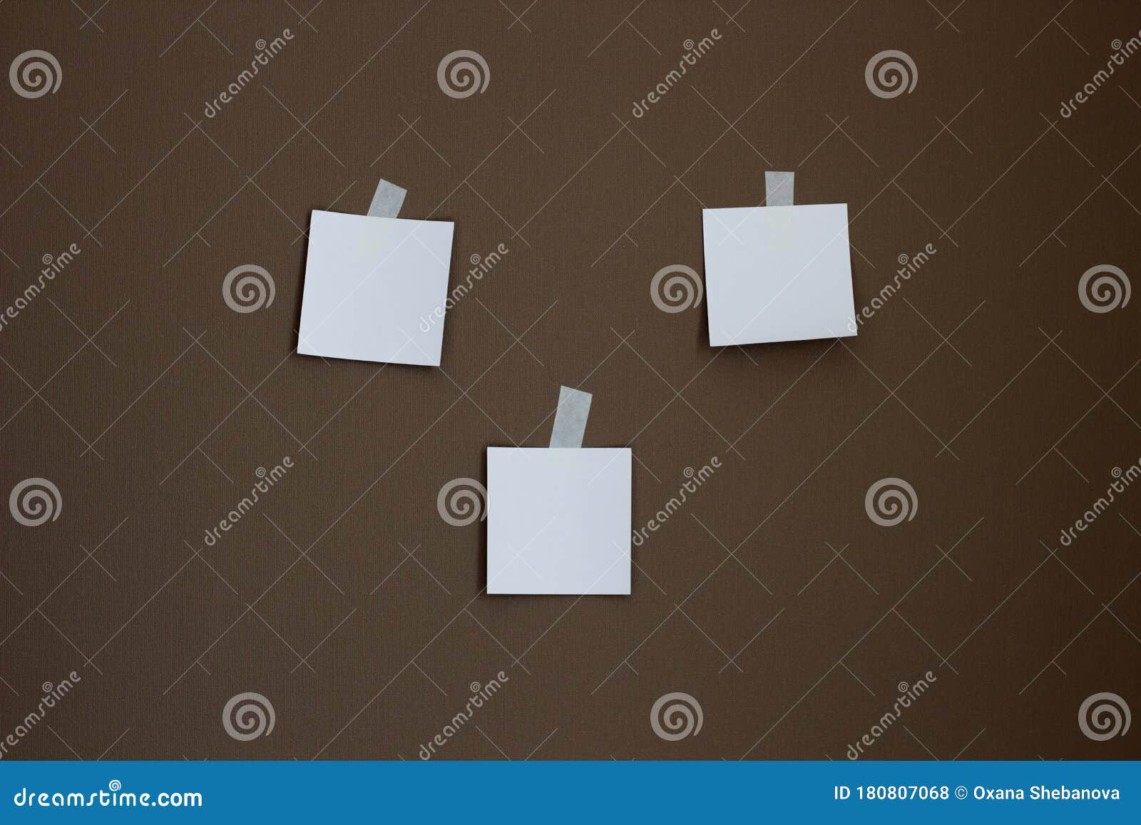 Empty Sticky Notes on the Brown Wall Background. Business/education ...
