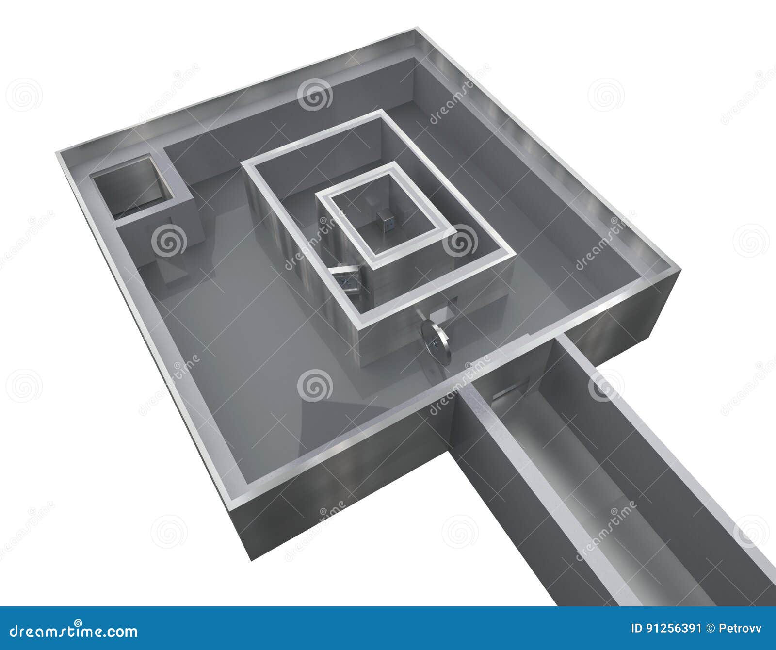 Empty Storage Room Bank 3d Rendering Stock Illustration - Illustration ...