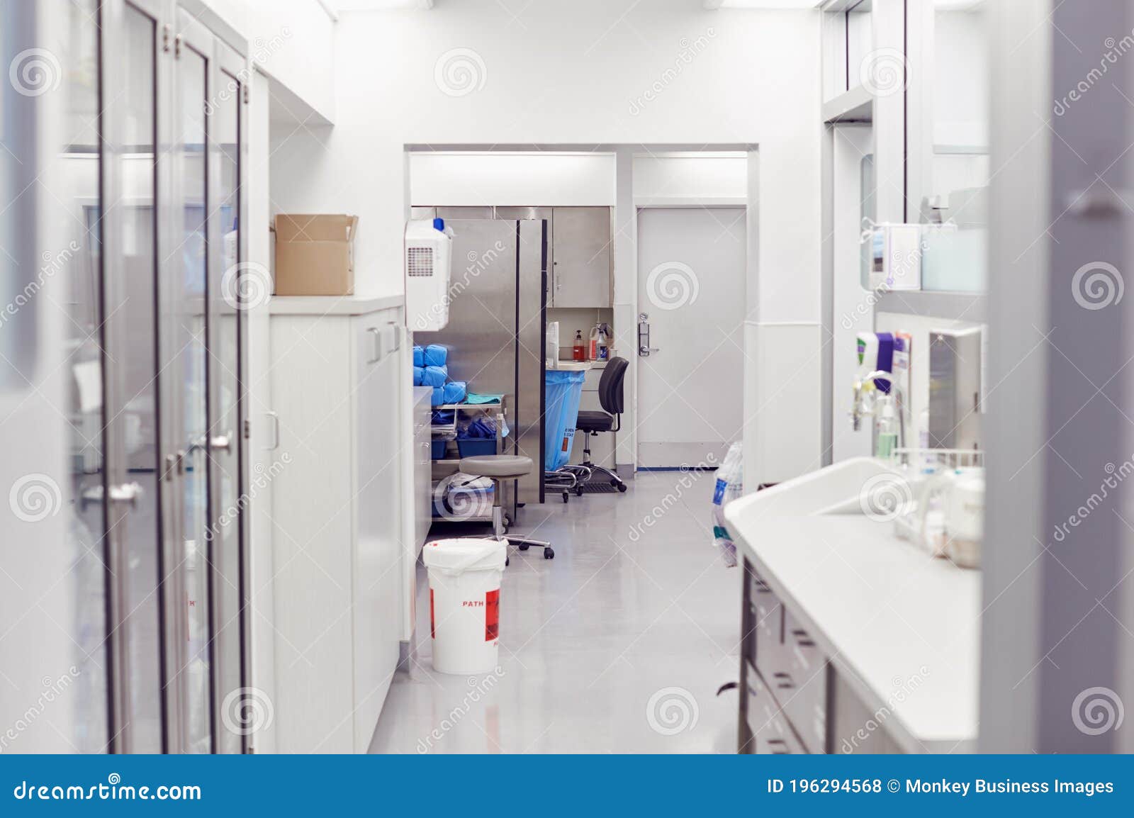 Empty Storage Room with Supplies in Modern Hospital Building Stock ...