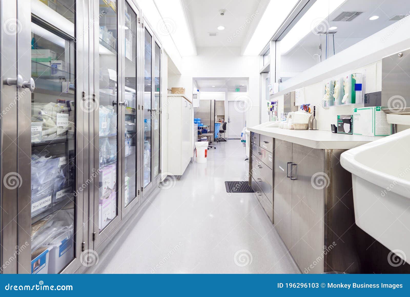 Empty Storage Room with Supplies in Modern Hospital Building Stock ...