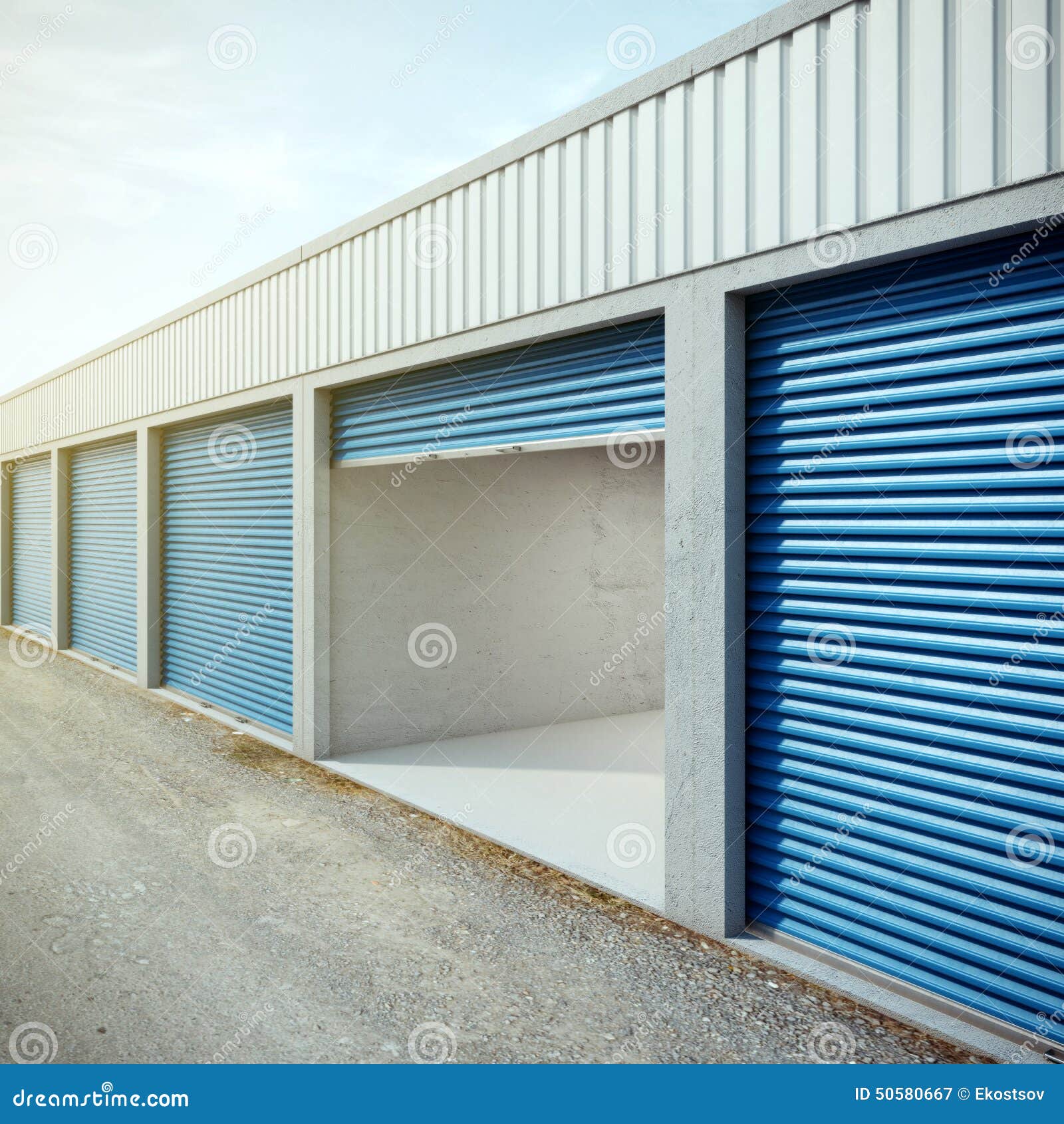 Empty Storage Unit with Opened Door Stock Illustration - Illustration ...