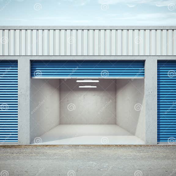 Empty Storage Unit with Opened Door Stock Illustration - Illustration ...