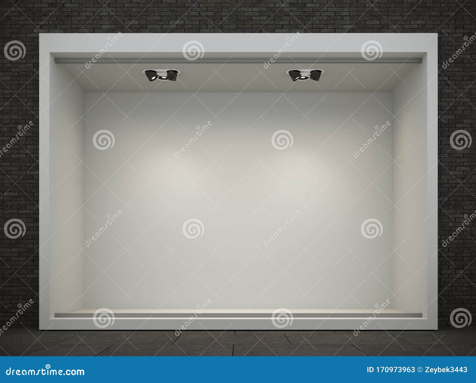 Empty Store Display Window with Lighting Stock Illustration ...