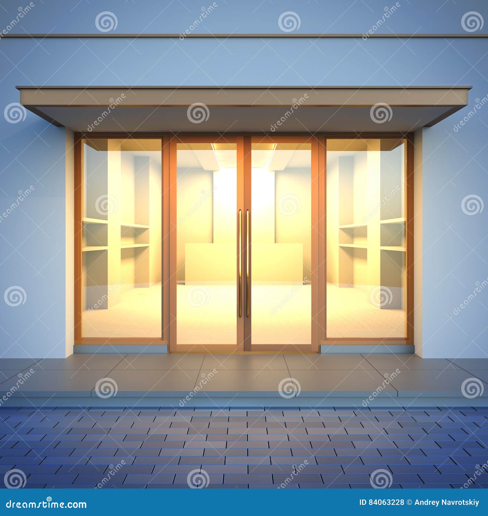 Empty store facade. stock illustration. Illustration of light - 84063228
