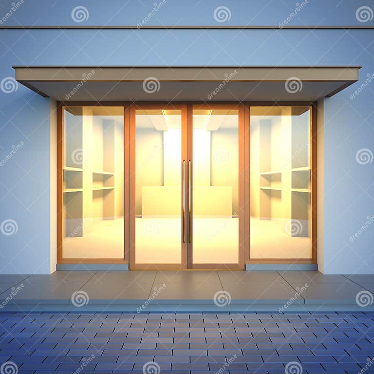 Empty store facade. stock illustration. Illustration of light - 84063228