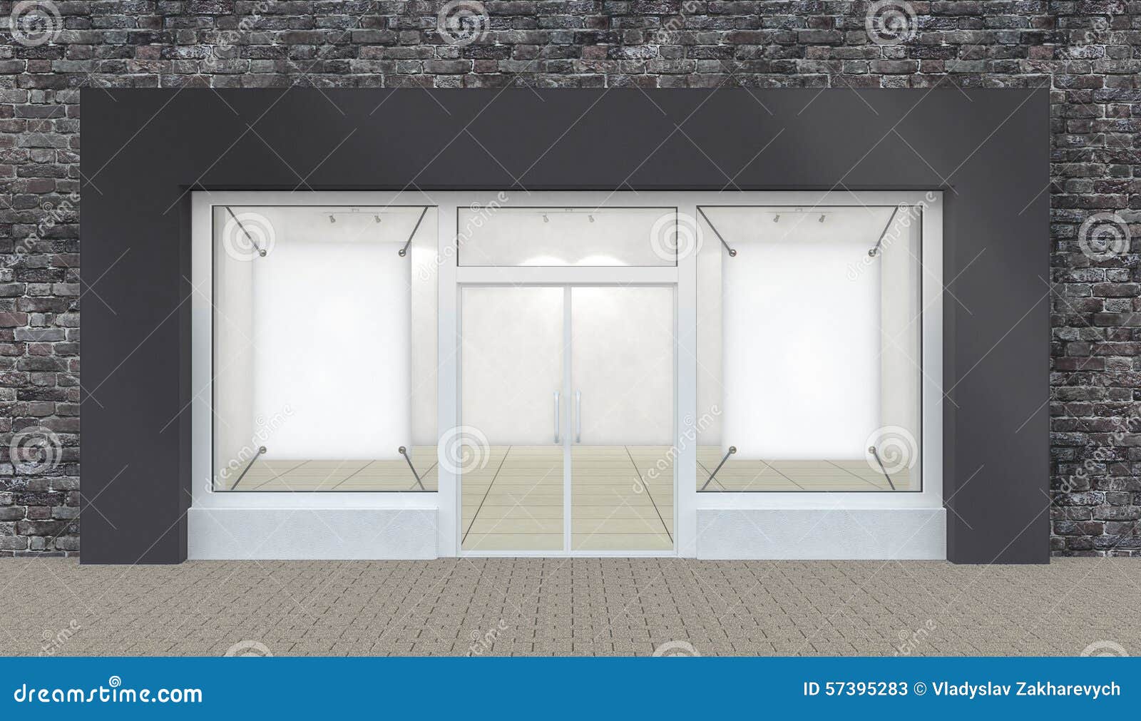 Empty Store Front with Big Windows Stock Illustration - Illustration of ...