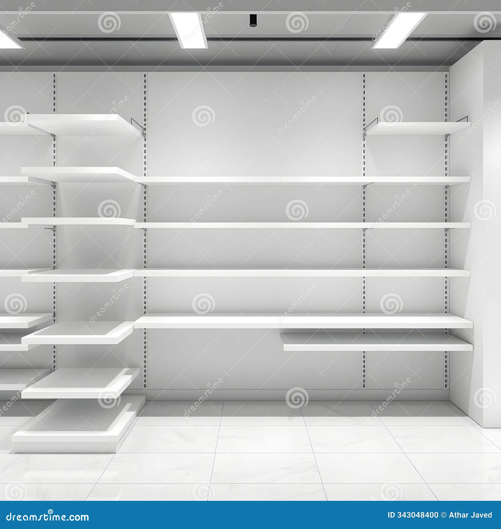 Empty Store Shelves. Retail Shelf Rack. Showcase Display. Mockup ...