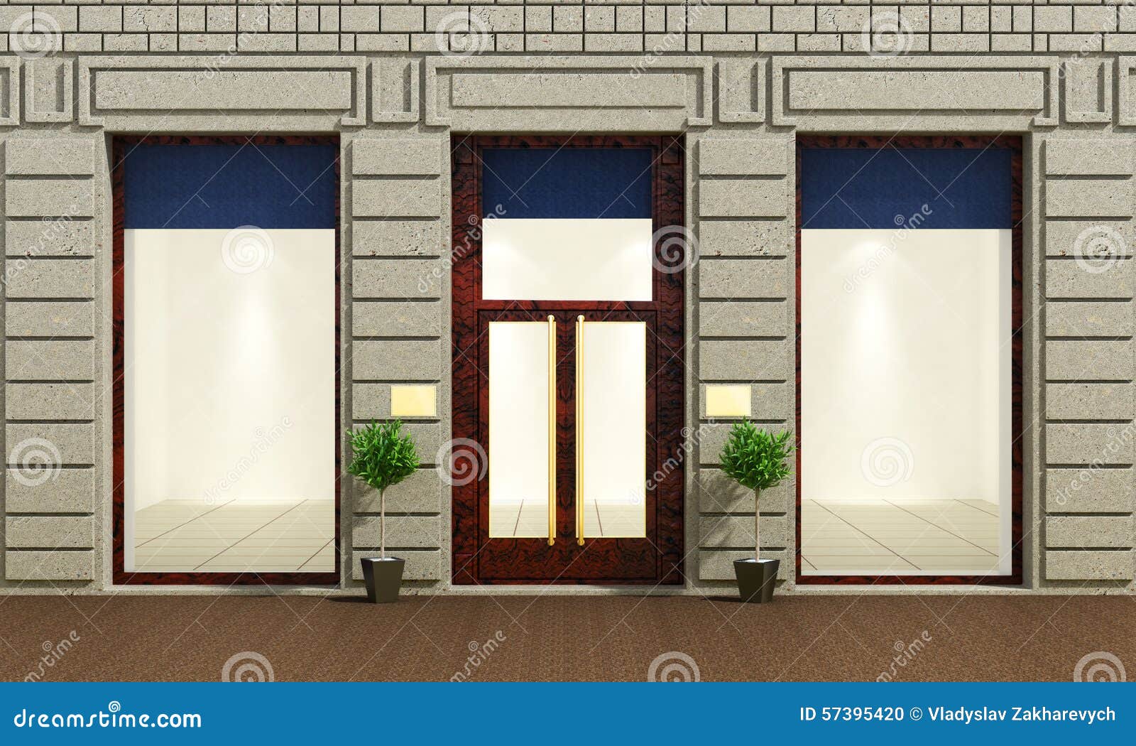 Empty store showcase stock illustration. Illustration of wall - 57395420