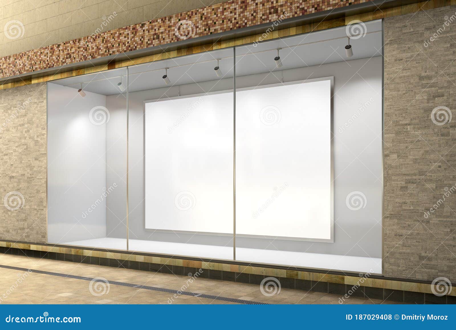 Empty store window stock illustration. Illustration of advertisement ...