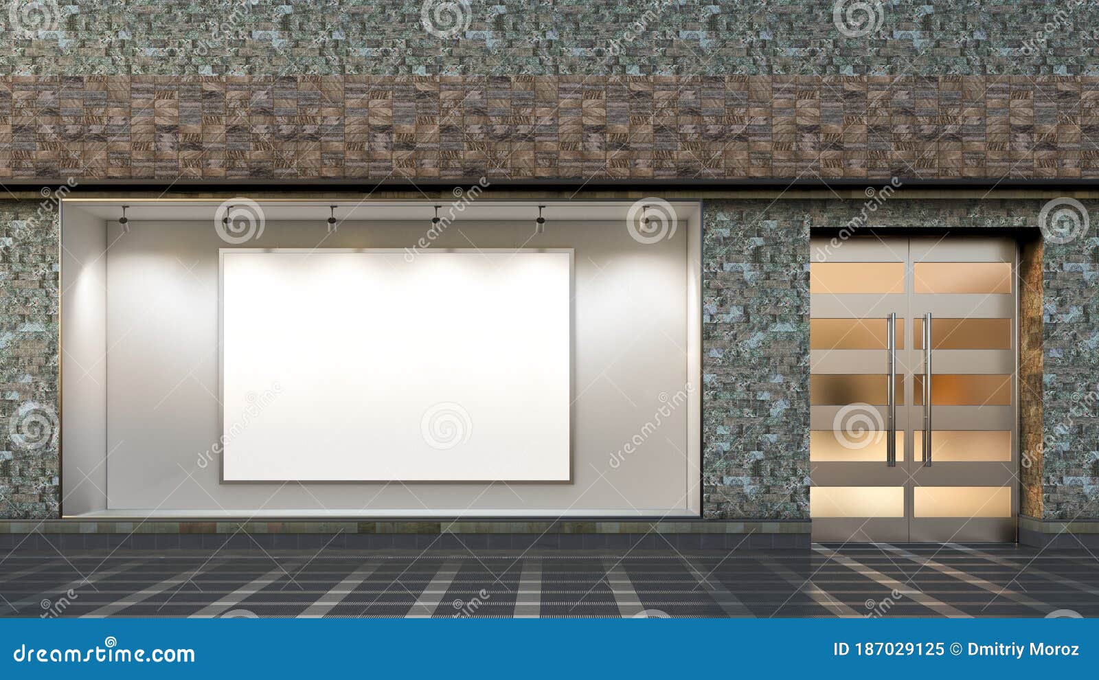 Empty store window stock illustration. Illustration of mockup - 187029125
