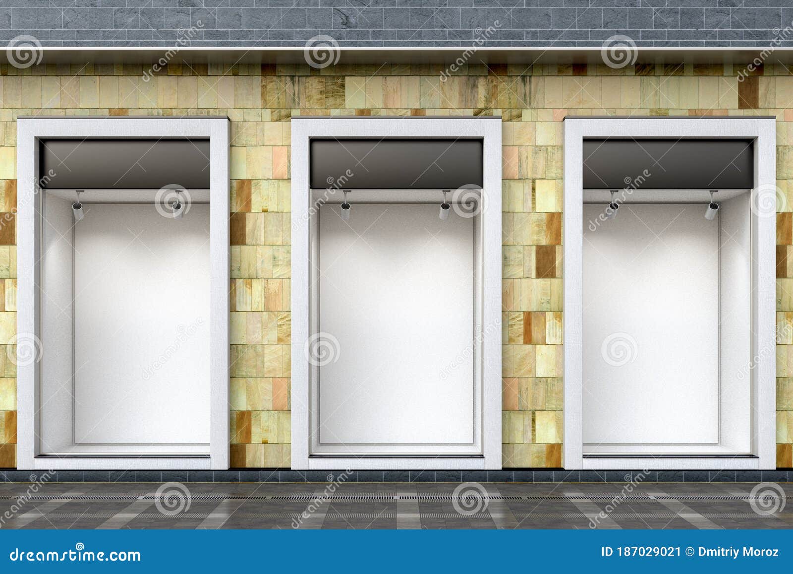 Empty store window stock illustration. Illustration of outside - 187029021