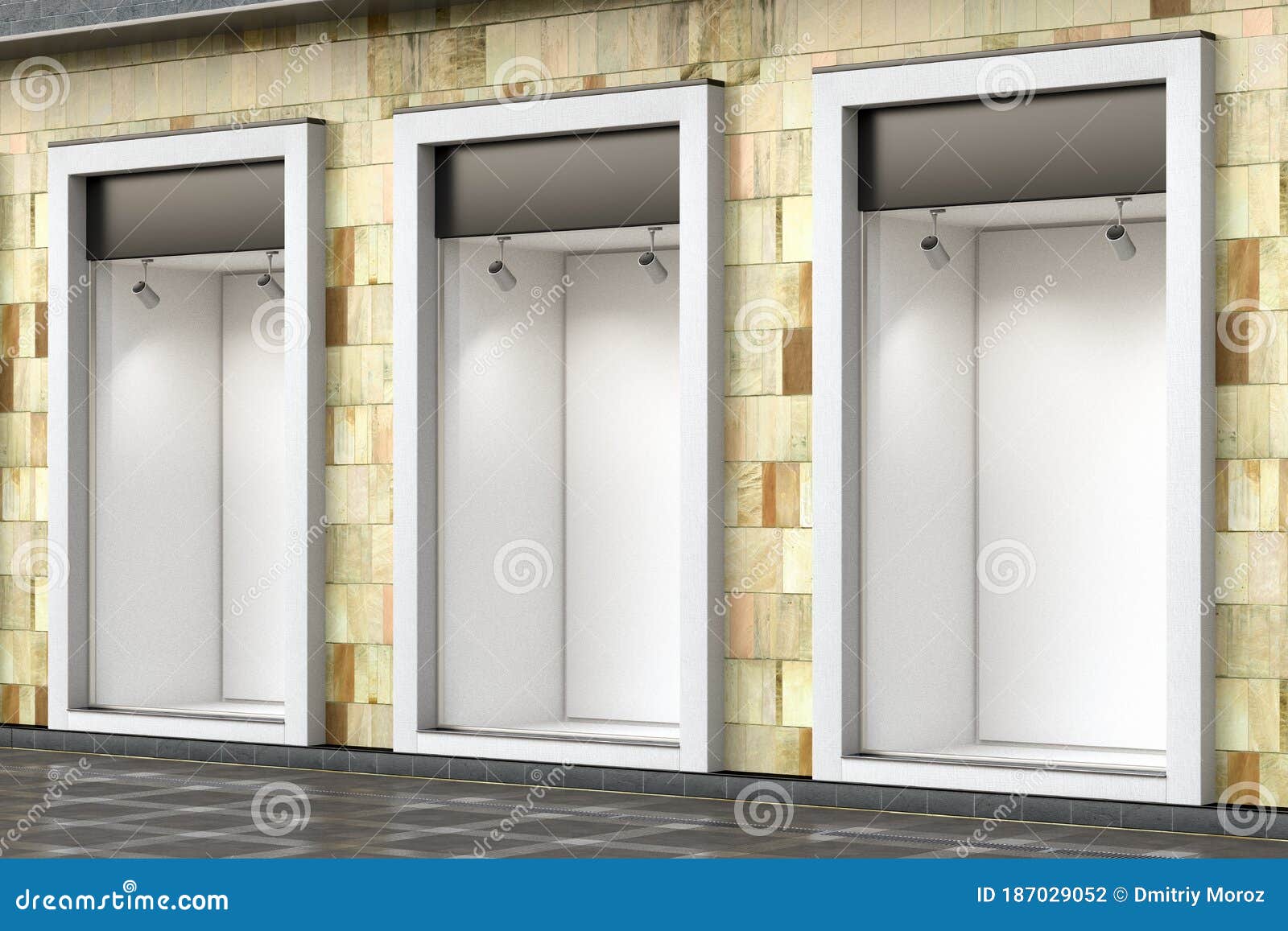 Empty store window stock illustration. Illustration of mock - 187029052