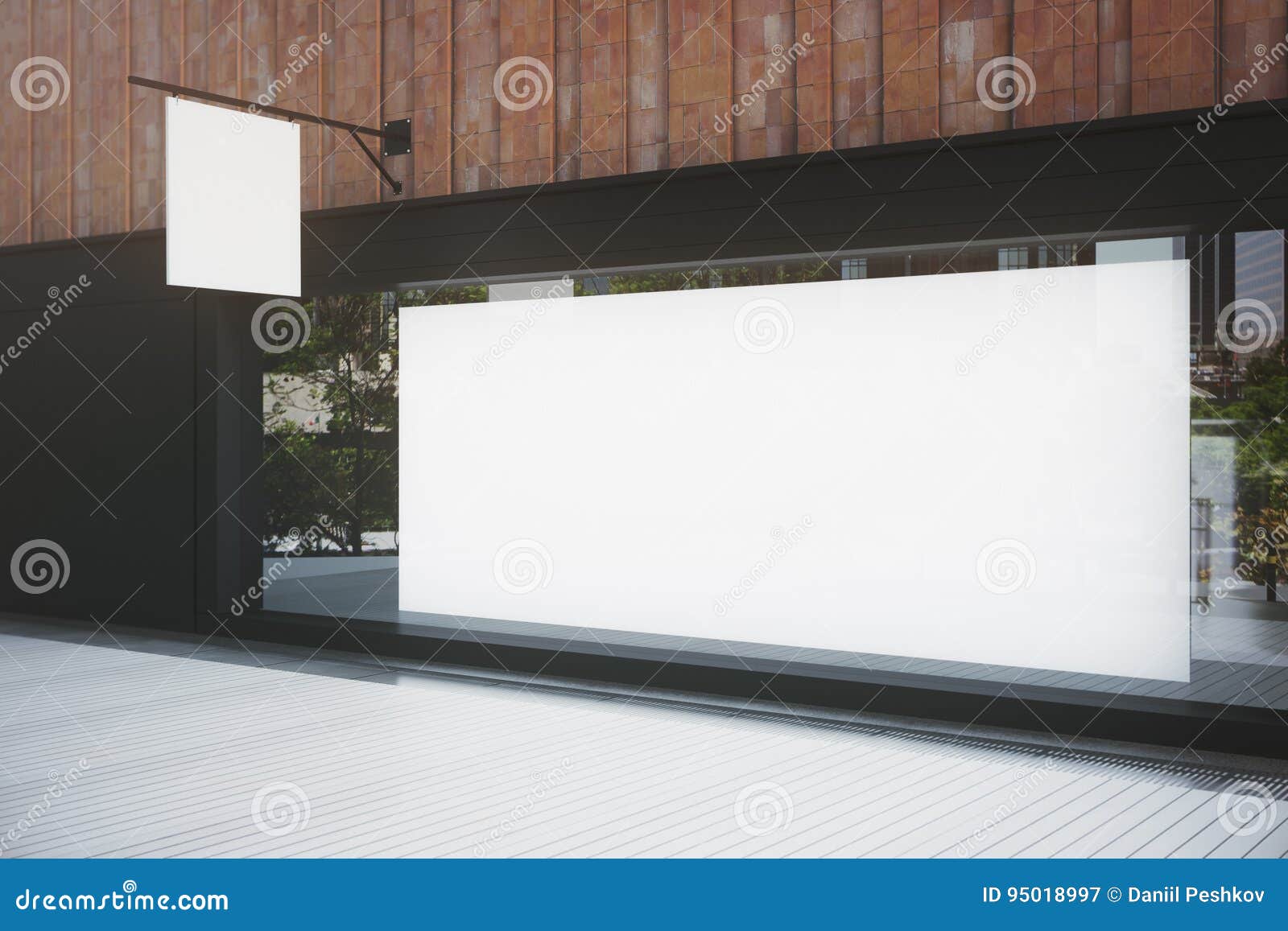 Empty Storefront with Billboard Stock Illustration - Illustration of ...