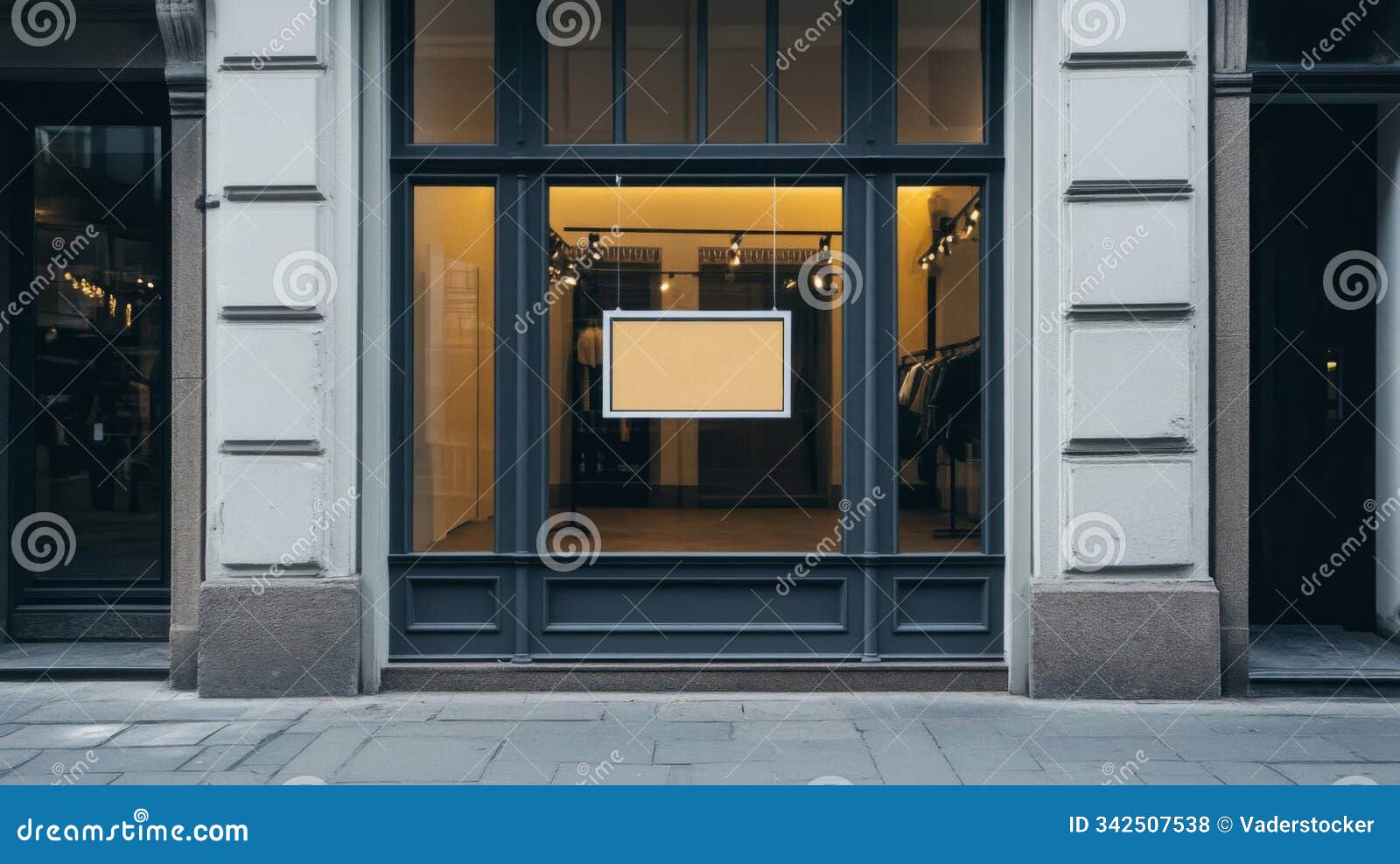 Empty Storefront with a Blank Sign in a City Setting Stock Illustration ...