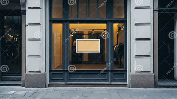 Empty Storefront with a Blank Sign in a City Setting Stock Illustration ...