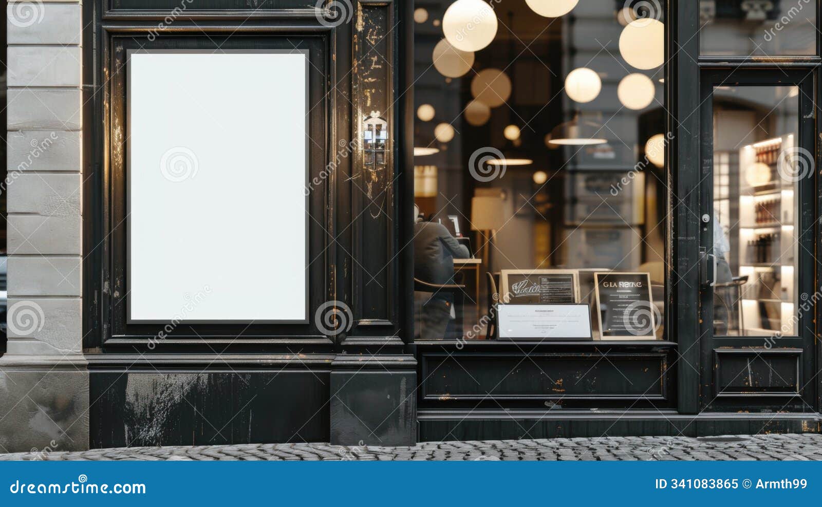 Empty Storefront with Blank Sign and Modern Interior Design Featuring ...