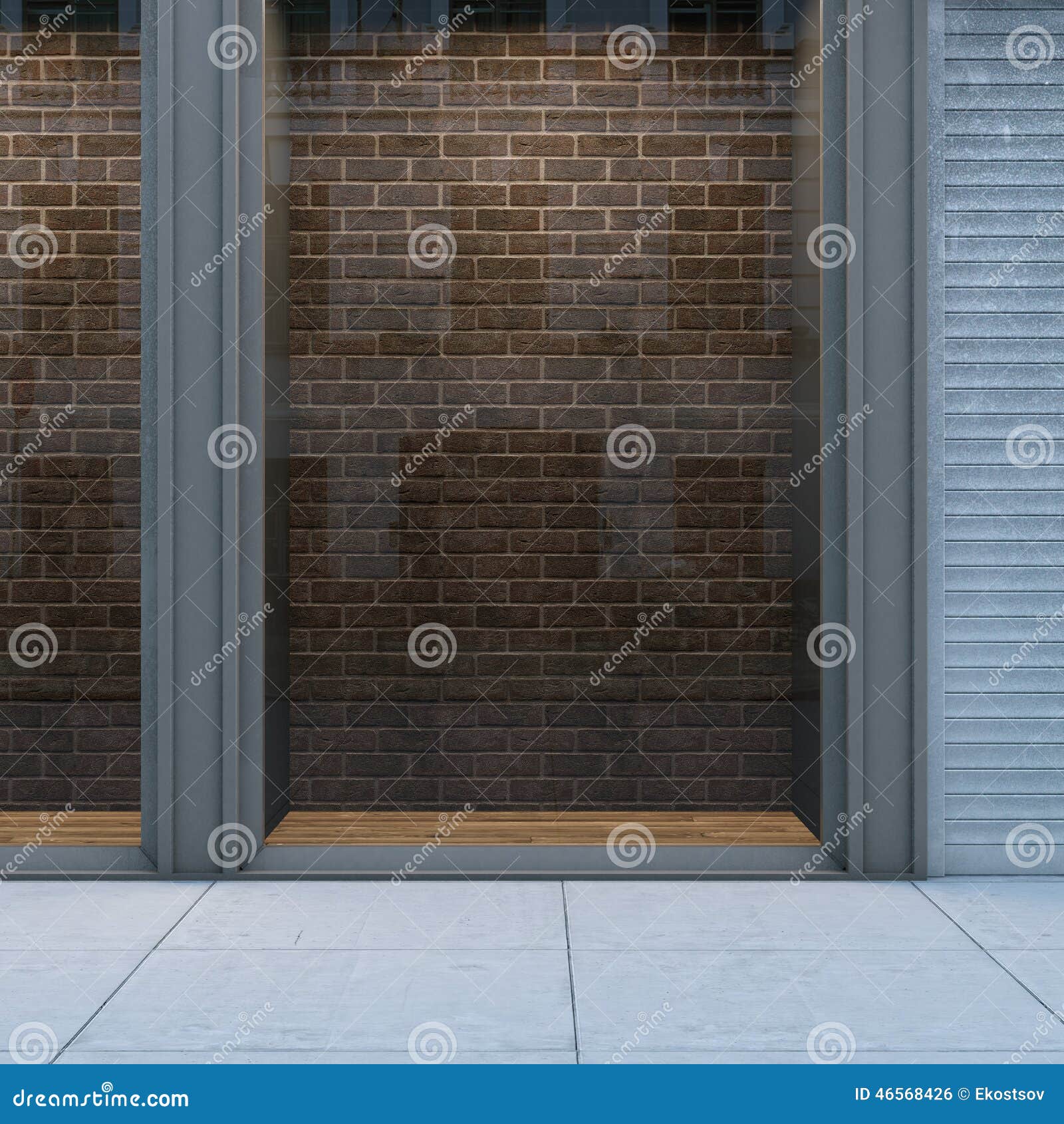 Empty Storefront with Brickwall Stock Illustration - Illustration of ...