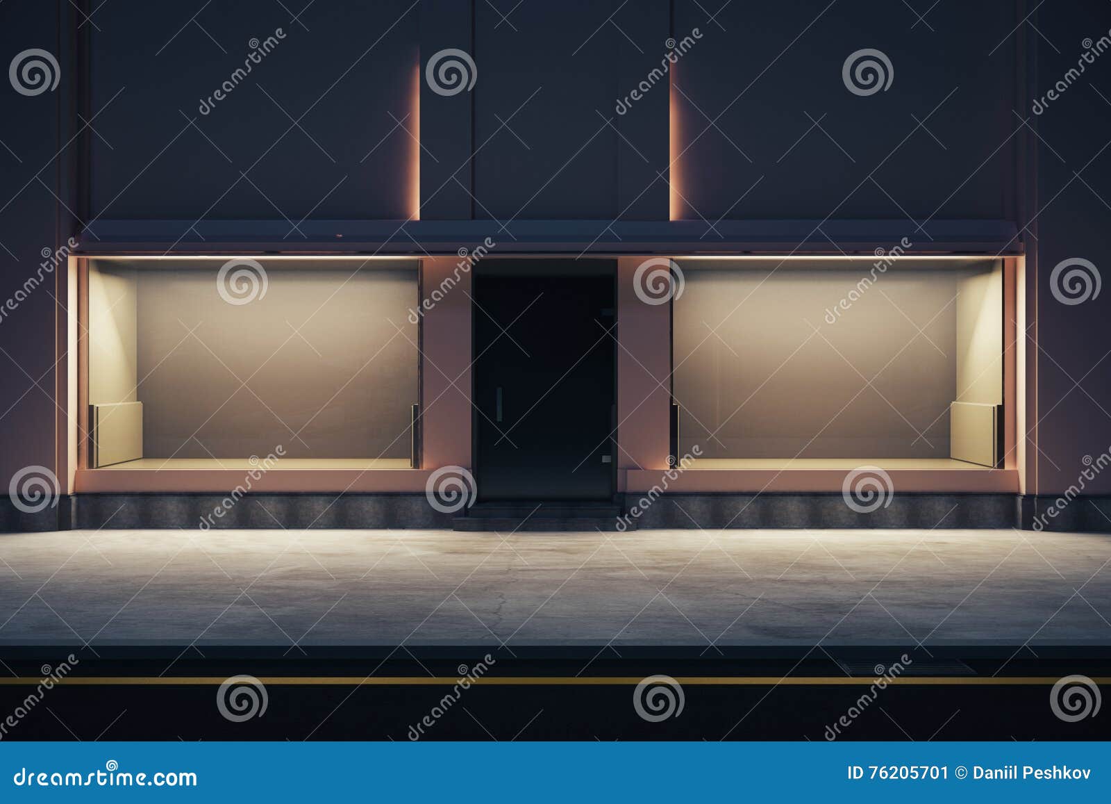Empty Storefront at Nighttime Stock Illustration - Illustration of ...