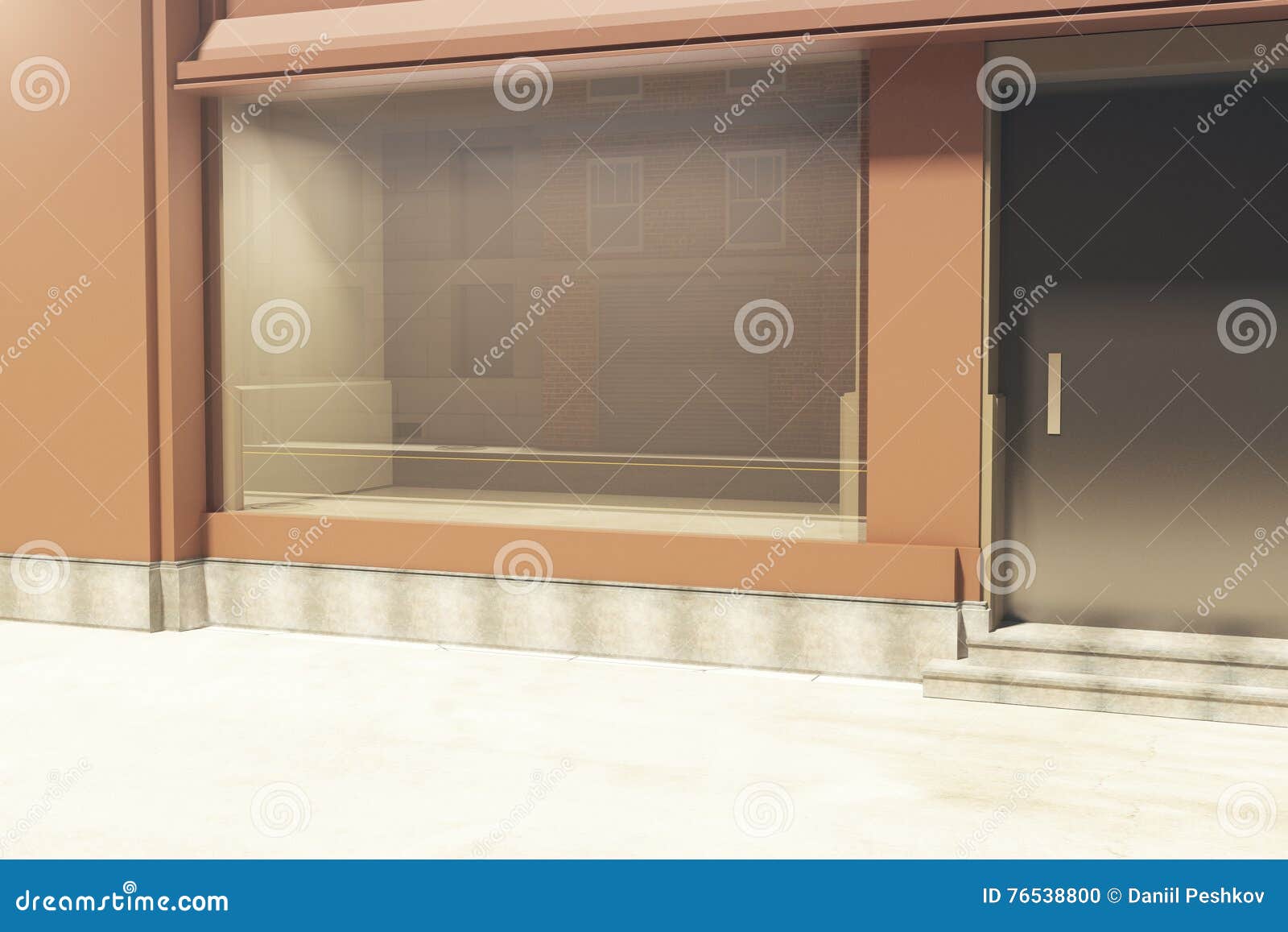 Empty storefront side stock illustration. Illustration of estate - 76538800