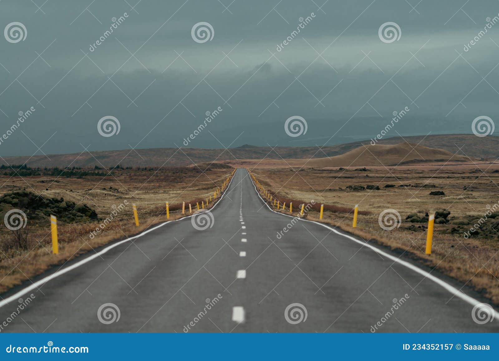 Empty Straight Road Under the Clouds for Text Space Stock Image - Image ...