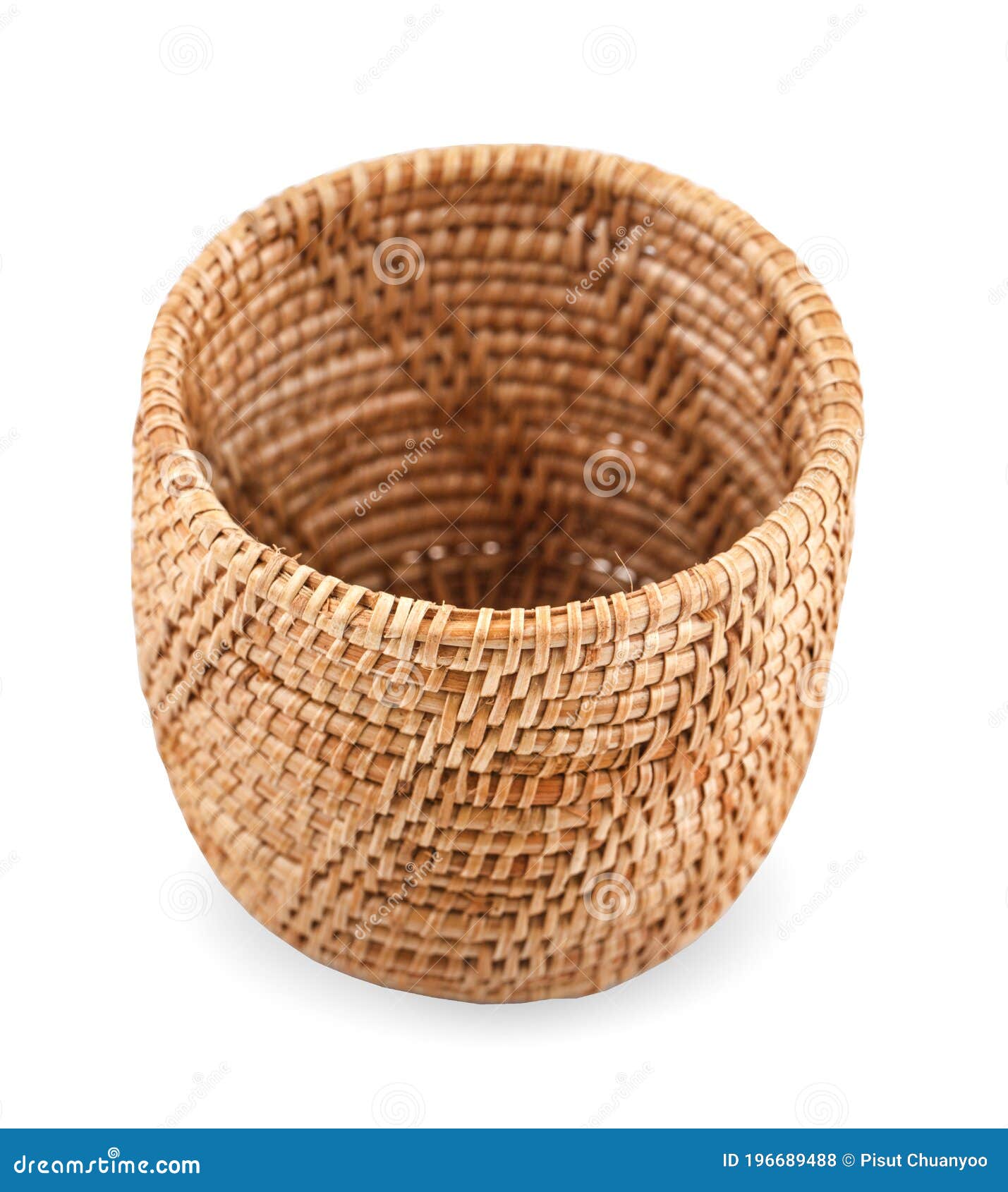 Empty Straw Basket Isolated on White Background Stock Photo - Image of ...
