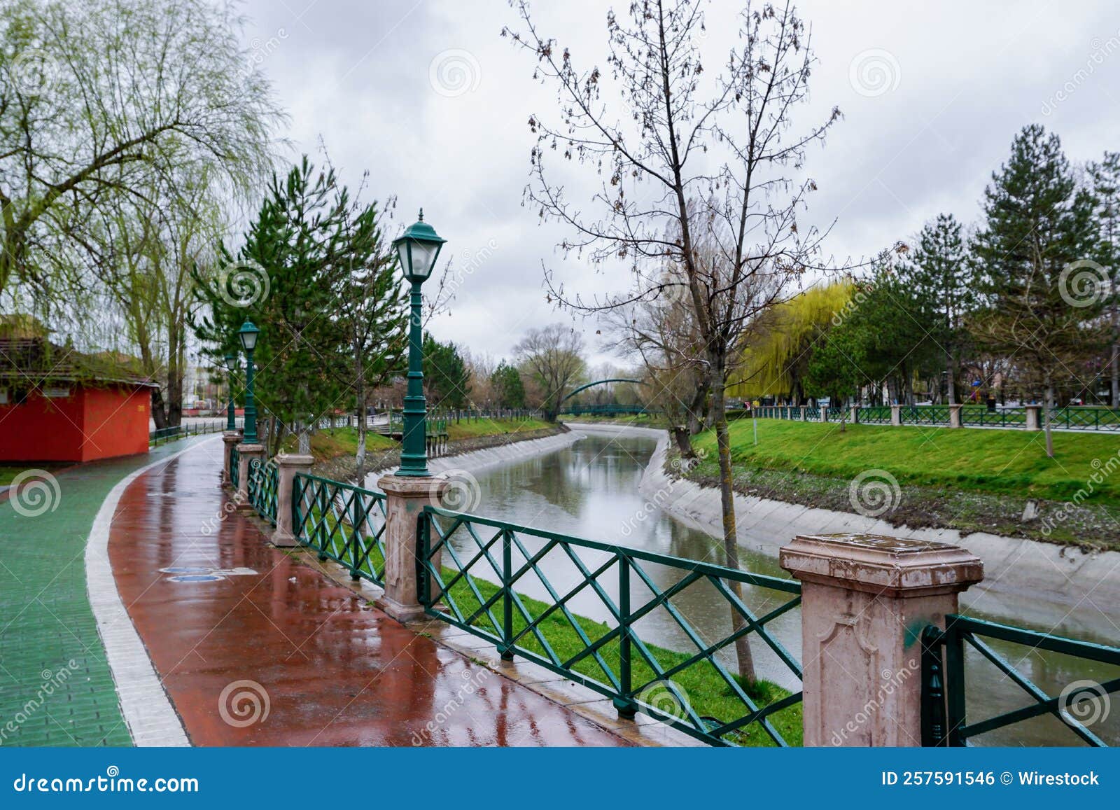 Empty Street Along a Stream Captured after Rain Stock Photo - Image of ...
