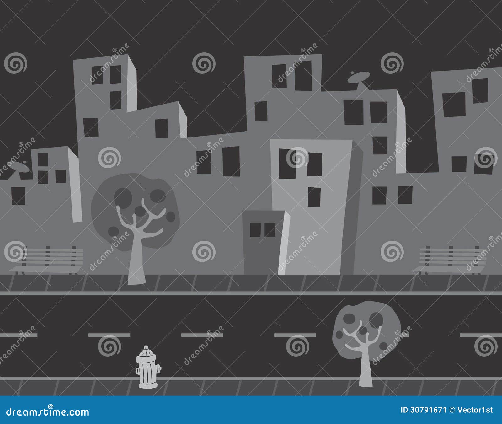 Empty street cartoon dark stock vector. Illustration of bike - 30791671