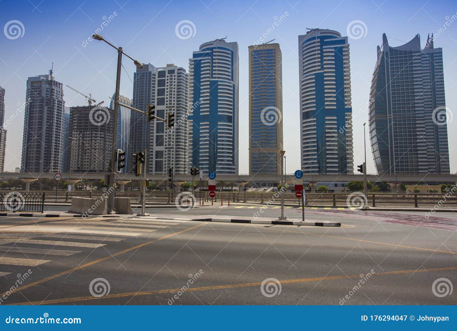 Empty Street Intersection in Dubai City Stock Image - Image of dubai ...