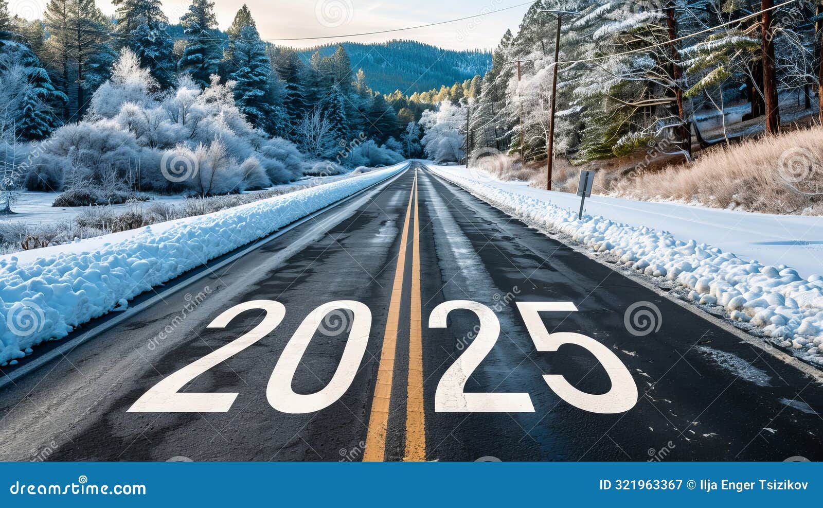 Empty Street With 2025 Marking Symbol Of Setting Ambitious Goals For ...