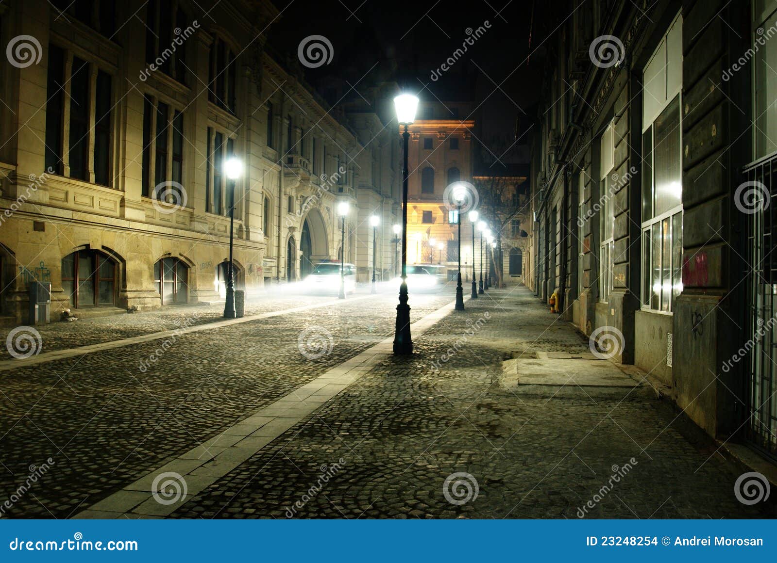 Dark City Street Corner At Night