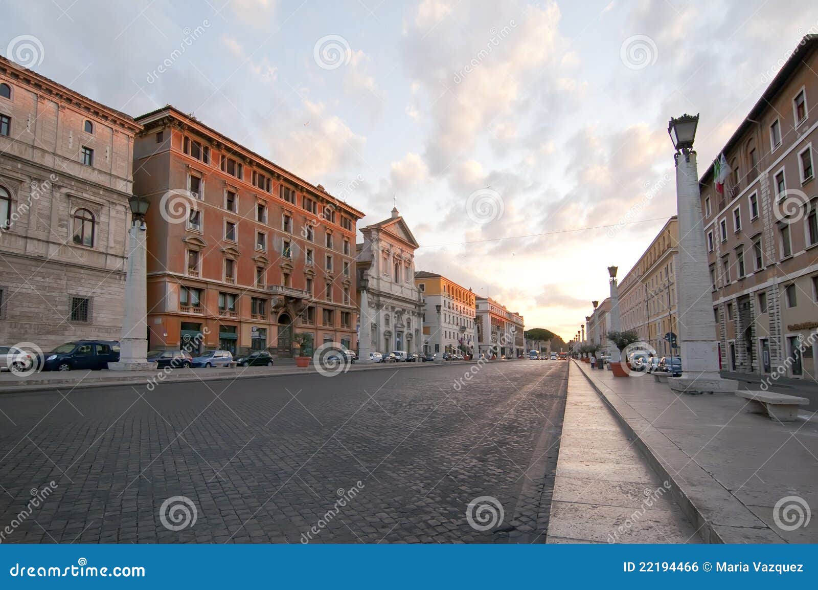 Empty street in Rome stock photo. Image of sunrise, transport - 22194466