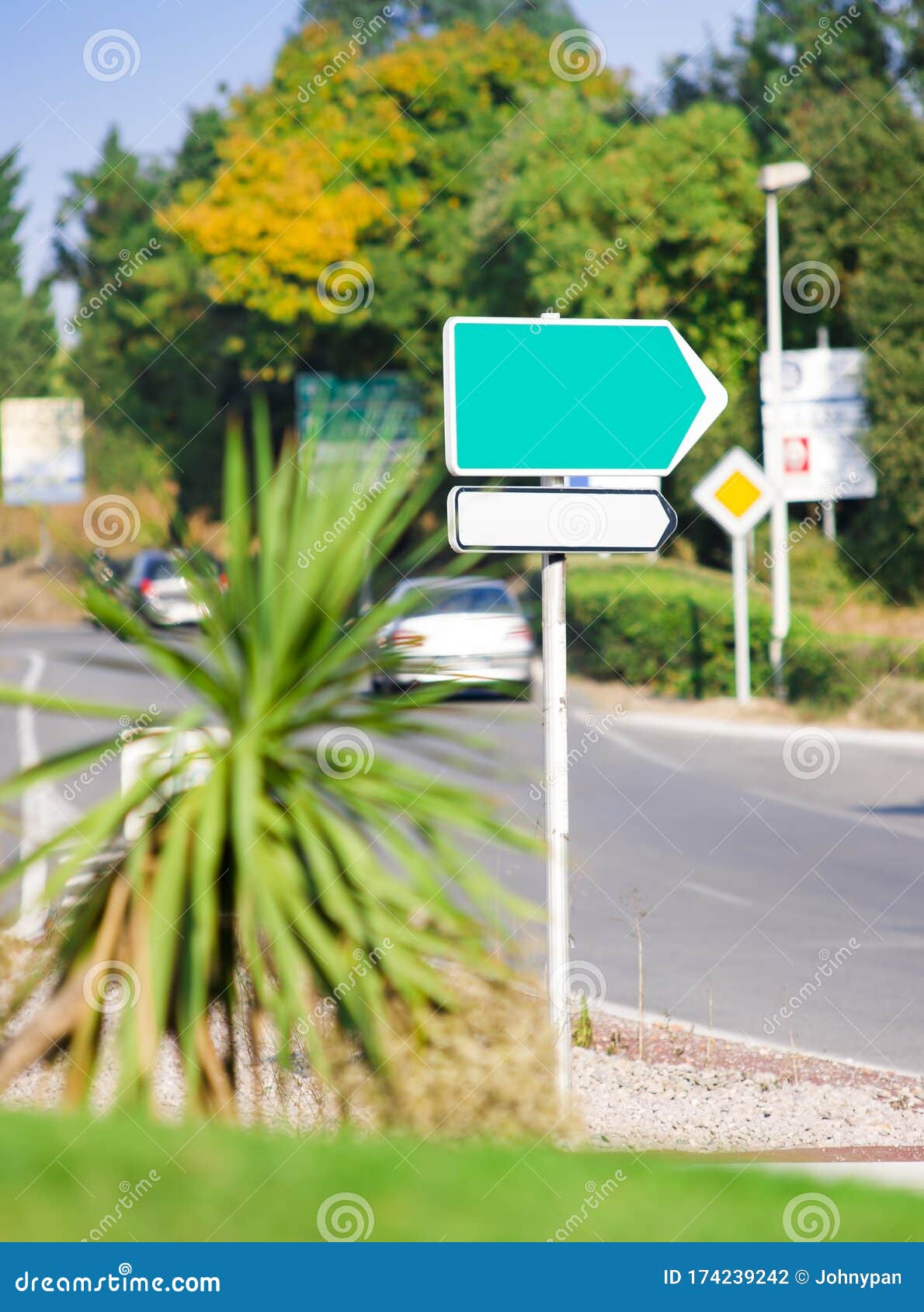 Empty Street Sign on the Interseciton Road Stock Photo - Image of ...