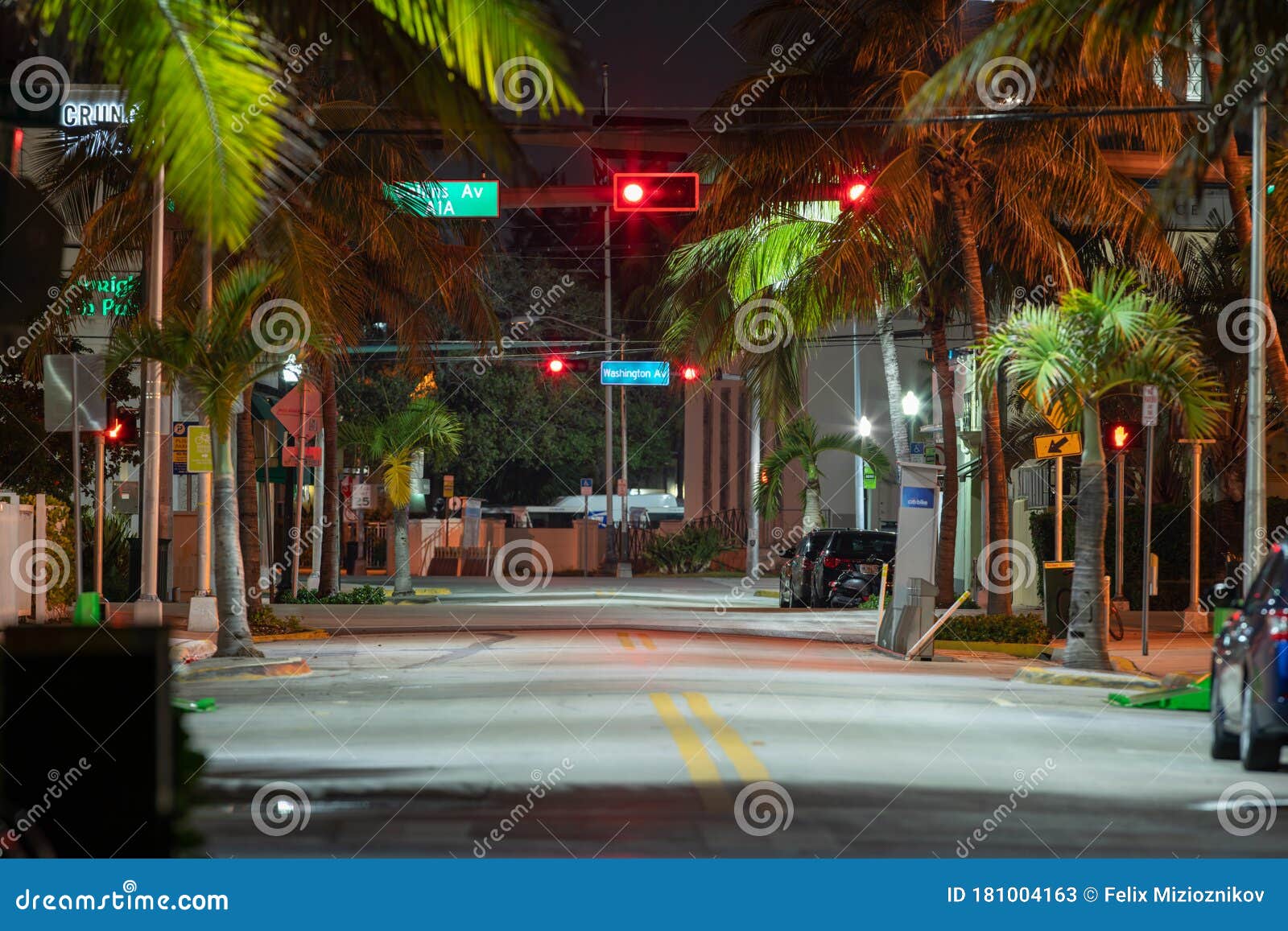 Empty Streets at Night Miami Beach FL Editorial Stock Photo - Image of ...