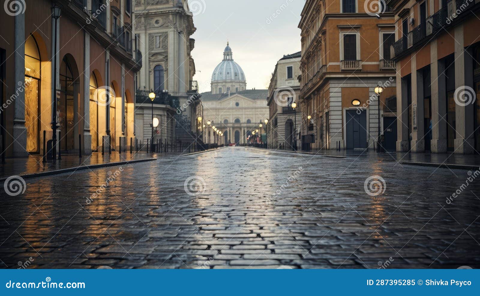 The Empty Streets of Rome Generative AI Stock Illustration ...