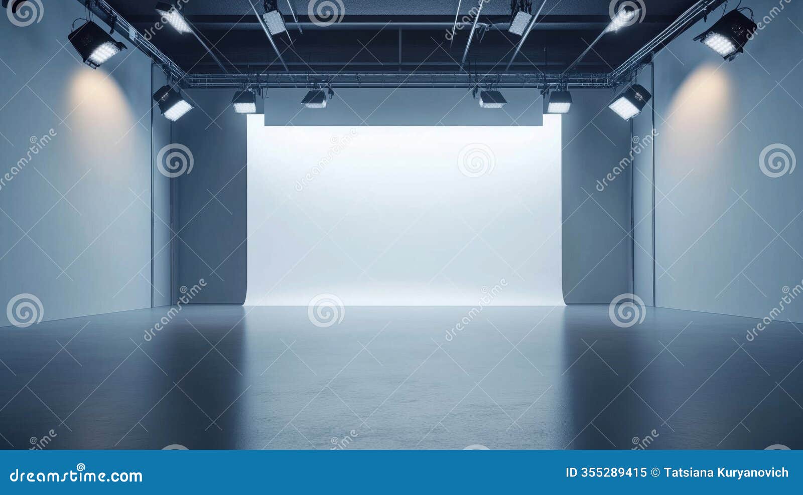 Empty Studio Space with Lighting Setup, Clean Walls, and Seamless ...