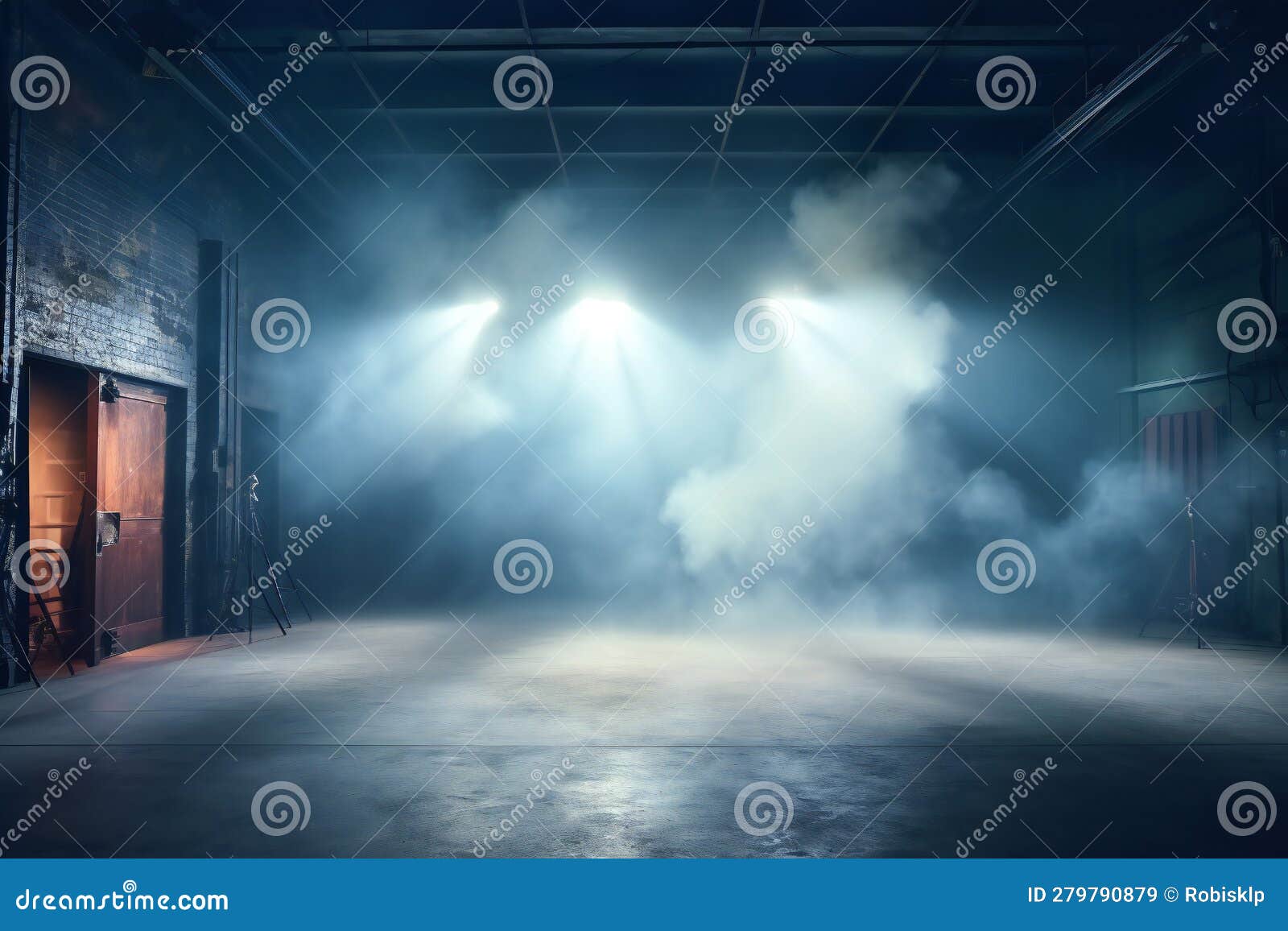 Studio or Stage with Smoke and Lights for Showcasing Product Stock ...