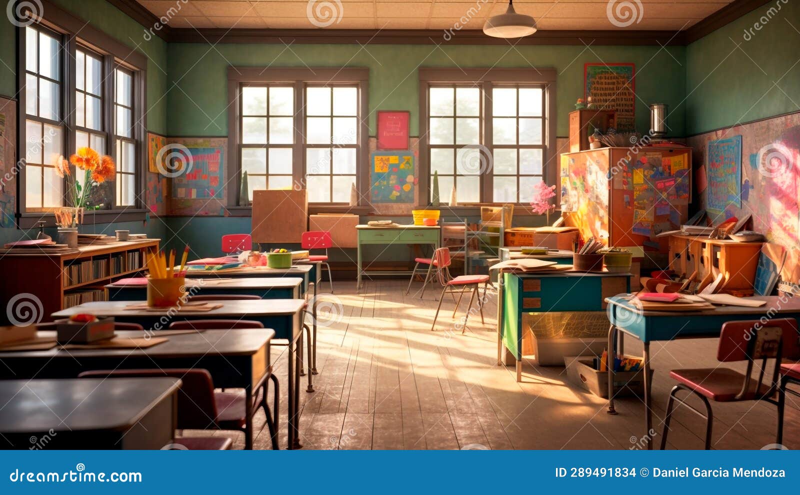 Empty Study Area within an Educational Facility, Natural Sunlight ...