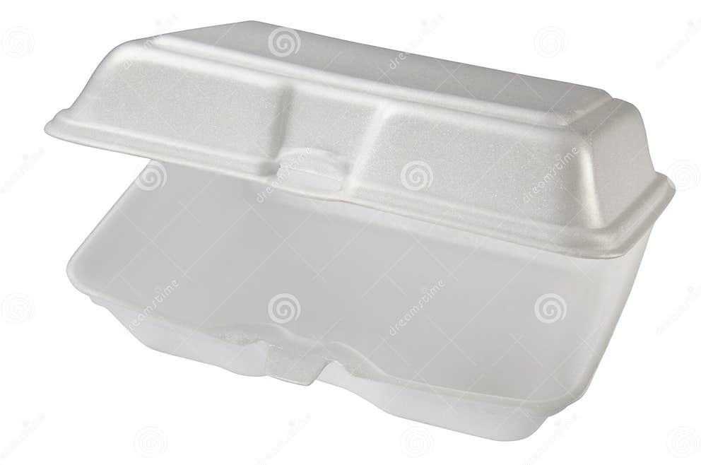 Empty Styrofoam Box Isolated on White Background Stock Image - Image of ...