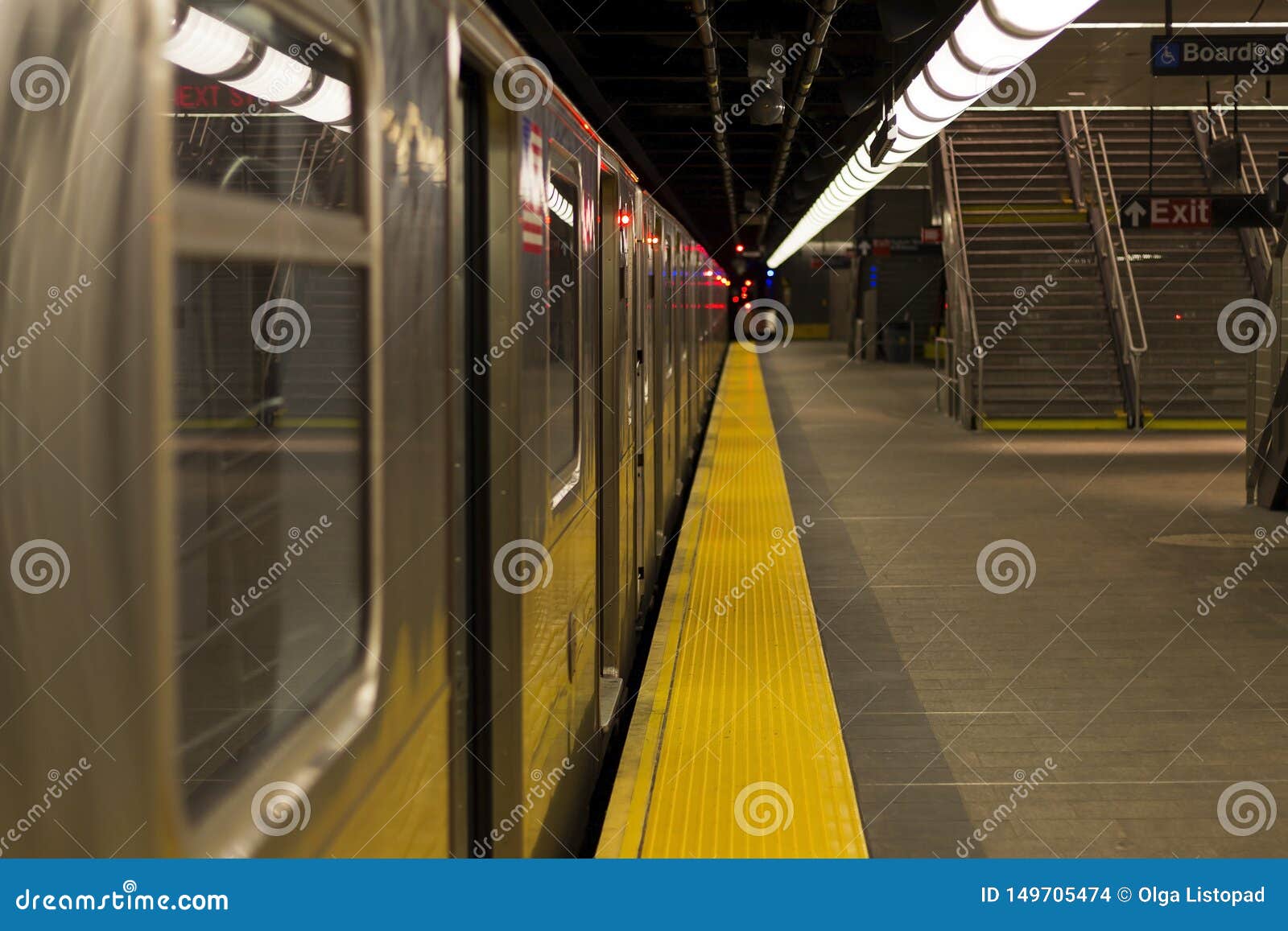 Empty Subway Station in New York, Manhattan Stock Photo - Image of ...