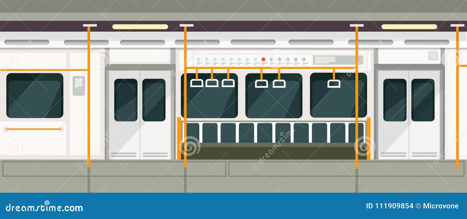 Empty Subway Train Inside View. Metro Carriage Vector Interior Stock ...